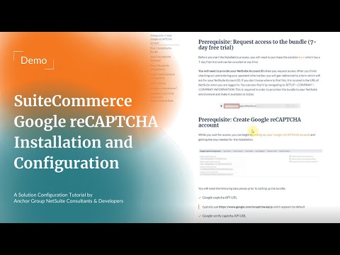 SuiteCommerce Google reCAPTCHA | Installation and Configuration Demo