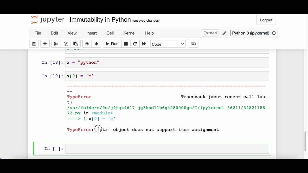 Immutability in Python with visualisation and example