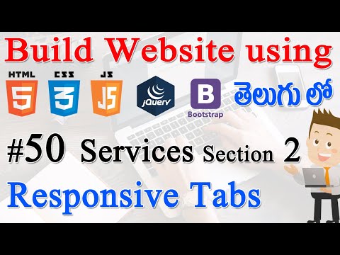 Learn 50 How to Build Website using Html CSS Bootstrap Services Section 02 Responsive Tabs ...