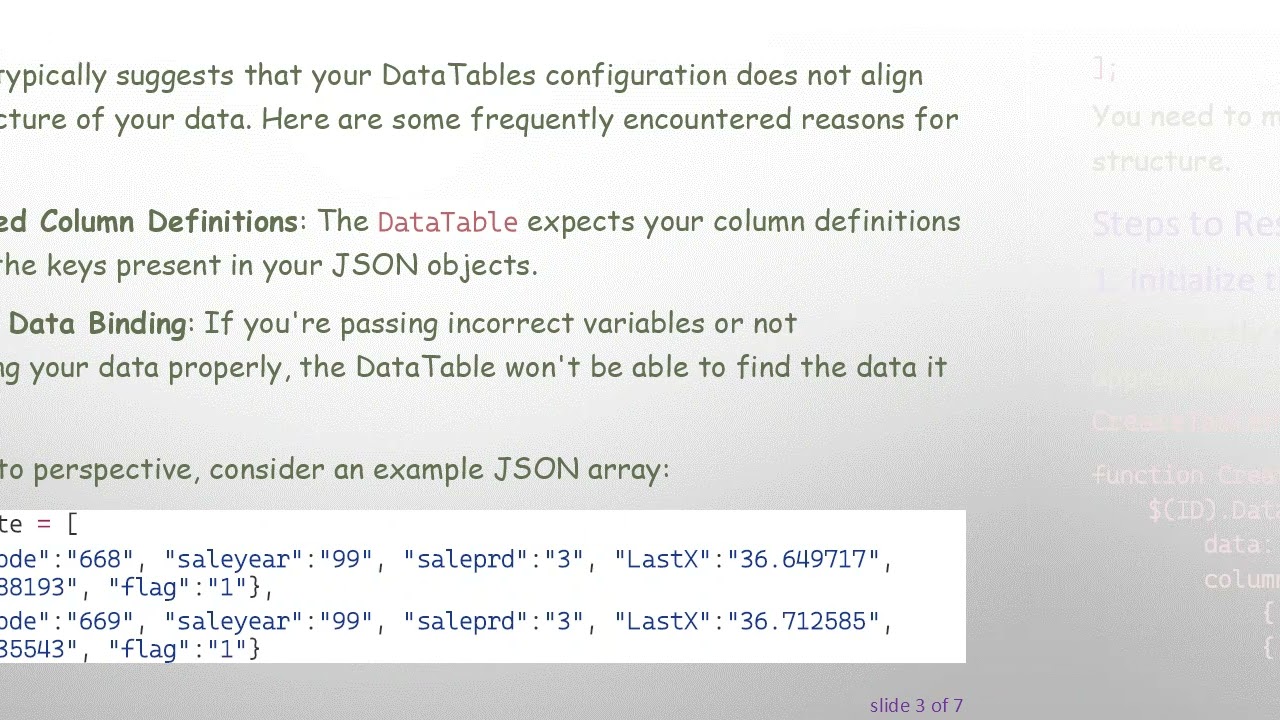 Solving the DataTables warning: Requested unknown parameter Error in JavaScript Tables