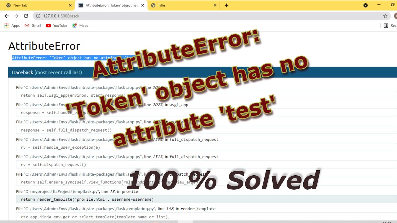 AttributeError: 'Token' object has no attribute 'test' solved