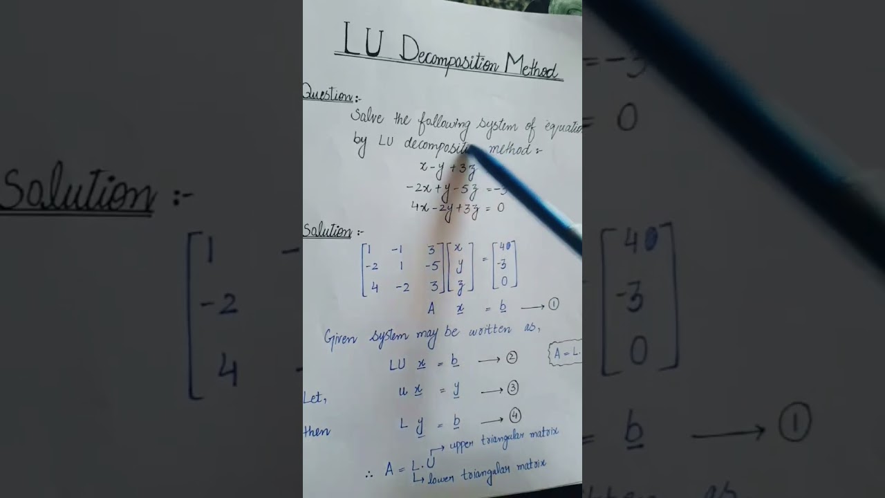 LU Decomposition Method | Matrices | Mathematics #youtubeshorts #shorts  #maths