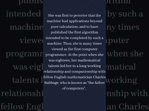 Ada Lovelace| first computer programmer| mathematician| computing| Algorithm