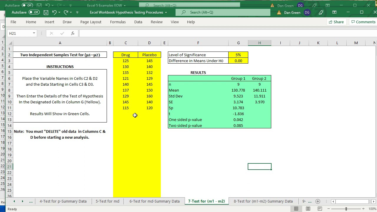 Excel 5 Examples Problem 6