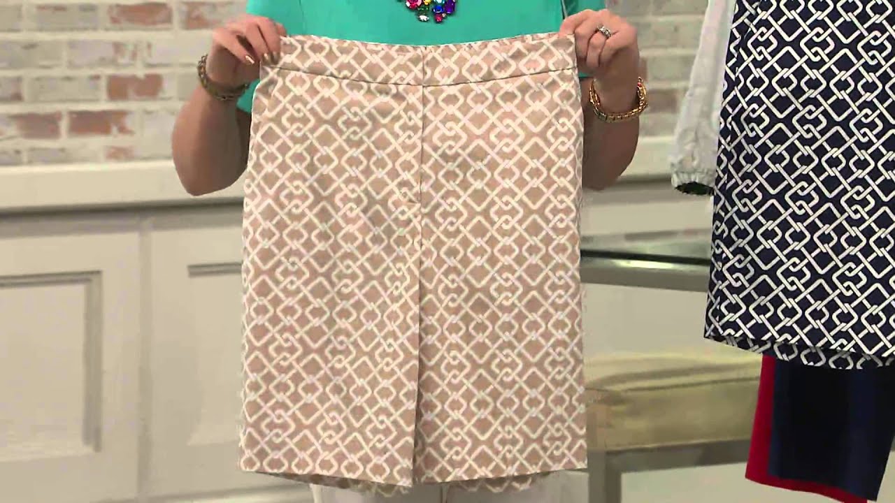 Susan Graver Printed Cotton Sateen Bermuda Shorts with Sharon Faetsch