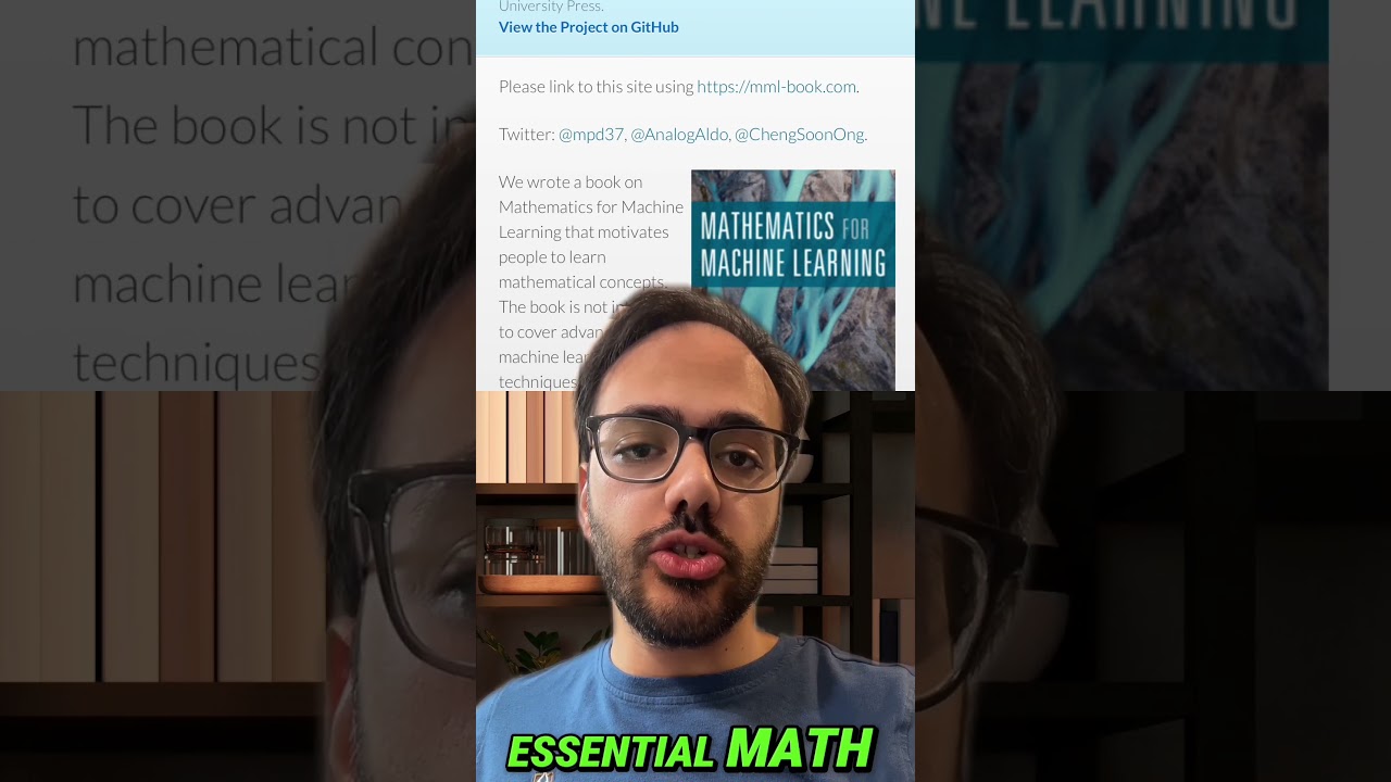 Mathematics for Machine Learning: mmm-book.github.io #machinelearning #mathematics #datascience