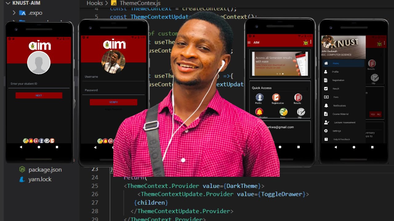 DAY4 || Welcome to Dark Side (DARK MODE) of the KNUST AIM APP With Context API || React Native
