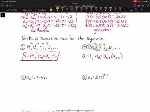 Algebra 2 - Using Recursive Rules with Sequences (Big Ideas 8.5)
