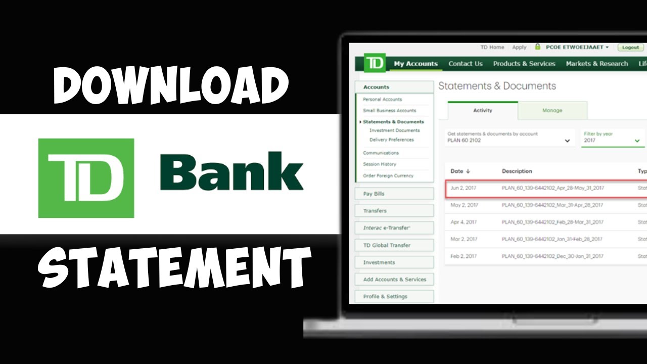 Download TD Bank Statement | TD Bank Account Transaction Download into CSV/PDF
