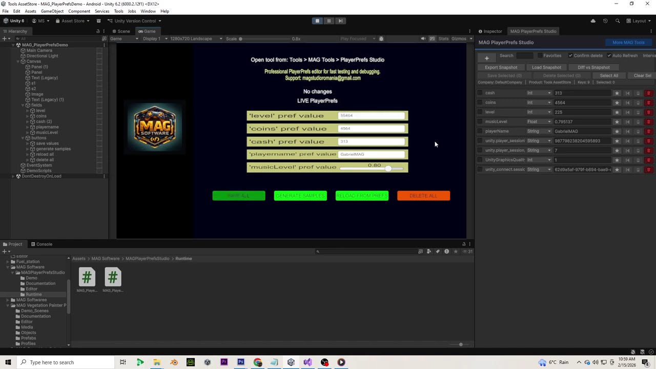 MAG PlayerPrefs Studio – Edit PlayerPrefs Live in Unity – Testing & Debugging Tool