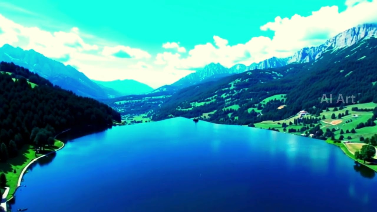 AI-Generated Alpine Lake: Crystal Clear Waters & Majestic Alps🏞️🌄