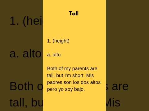 English to Spanish | How to say "Tall" in Spanish | #shorts #spanishlessons