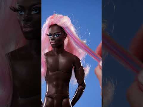 Doll gets a wig for the spotlight with a fab drag look ✨ @barbiefrancelife #shorts