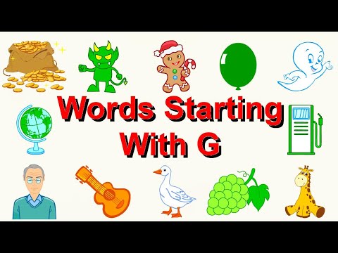 Words starting with G, Green, Grapes, Gingerbread, Alphabet Flashcards, Learn ABC, Phonics, Sounds