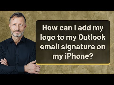 How can I add my logo to my Outlook email signature on my iPhone?