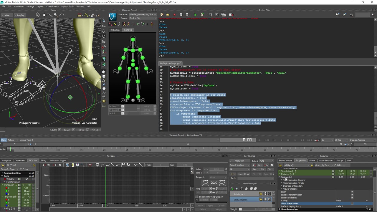 Python/Motionbuilder Part 4 - Accessing Properties and modifying effector reach