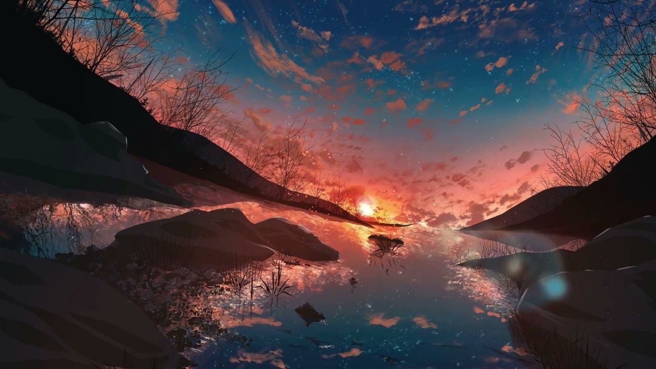 sunset reflection desktop wallpaperwaifu com