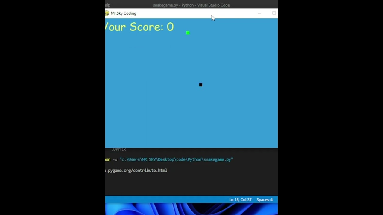 Create Snake game using python turtle #shorts #coding #programming