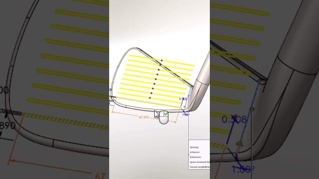 Making a Variable Pattern for a Golf Club in SOLIDWORKS