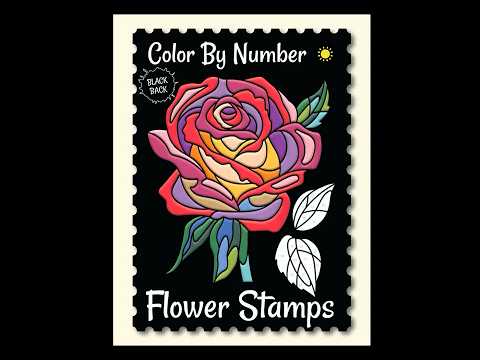 «Flower Stamps Color By Number for Adults (Black Backgrounds)» by #SunlifeDrawing