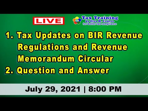 Tax Updates on BIR Revenue Regulations and Revenue Memorandum Circular with Question and Answer