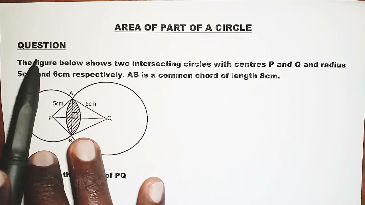 Area of part of a circle / form 2