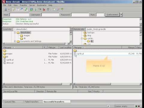 Managing files and directories via FileZilla FTP