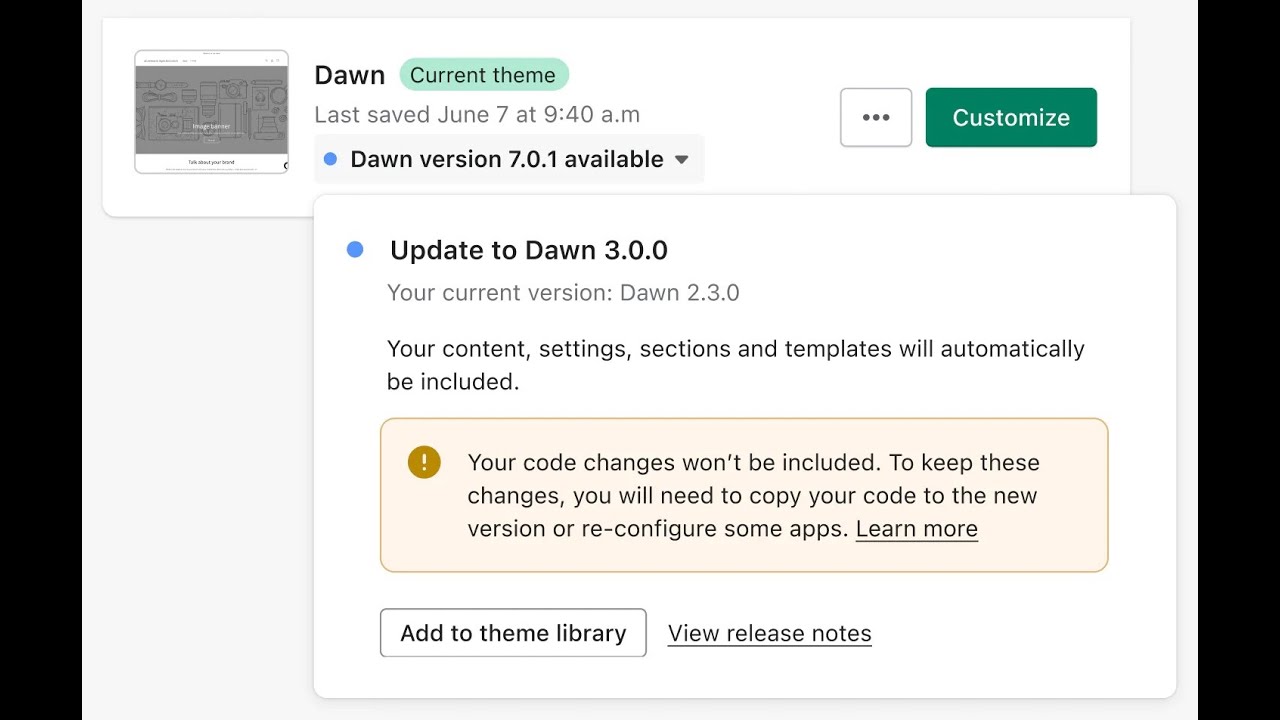 Why you need to keep your Shopify theme up to date – Coded Commerce, LLC