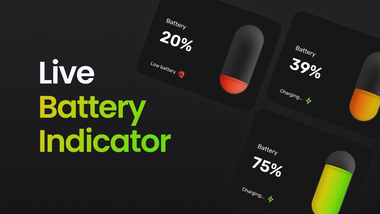🔋 Battery Level Indicator Percentage Using HTML CSS & JavaScript