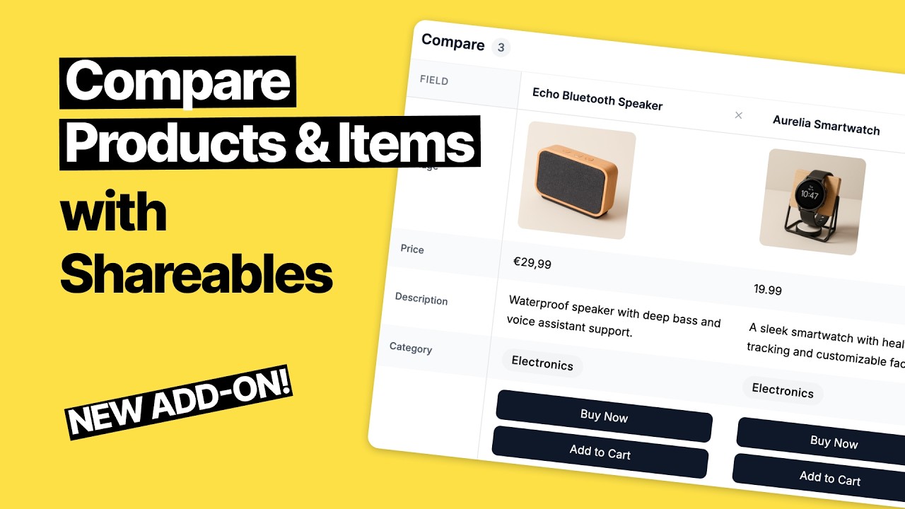 How to use product comparison mode with Shareables [TUTORIAL]