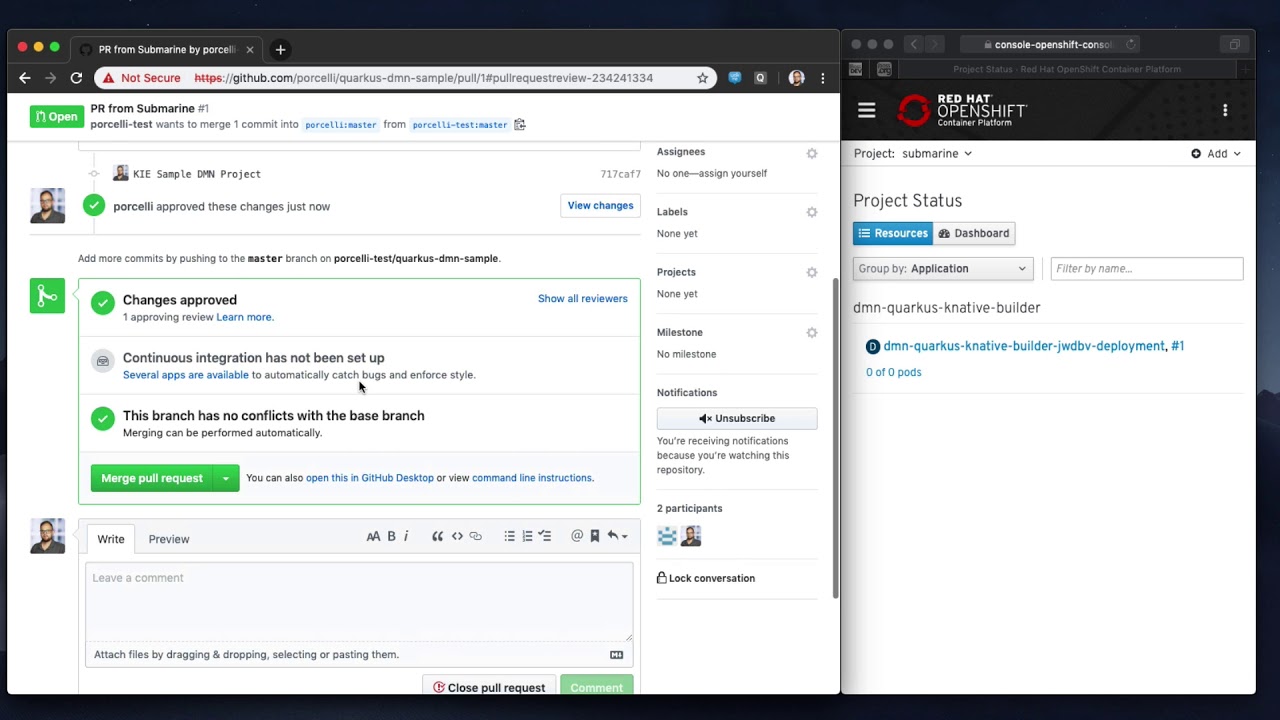 DMN with KNative deployment from Github