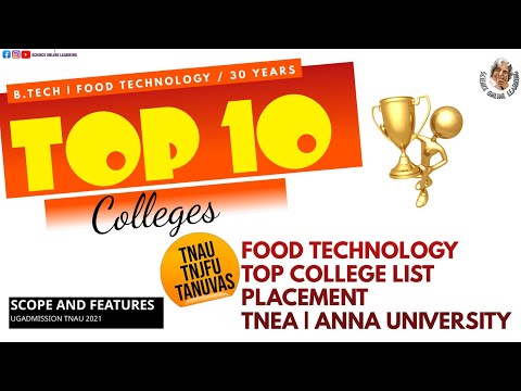 Top 10 food technology colleges in tamilnadu | Food technology in anna university | Tnau | tanuvas |