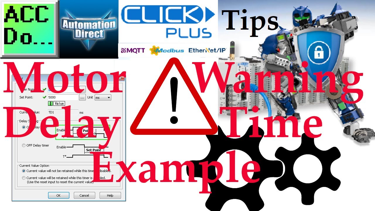 Click PLC Motor Warning Delay Time Example