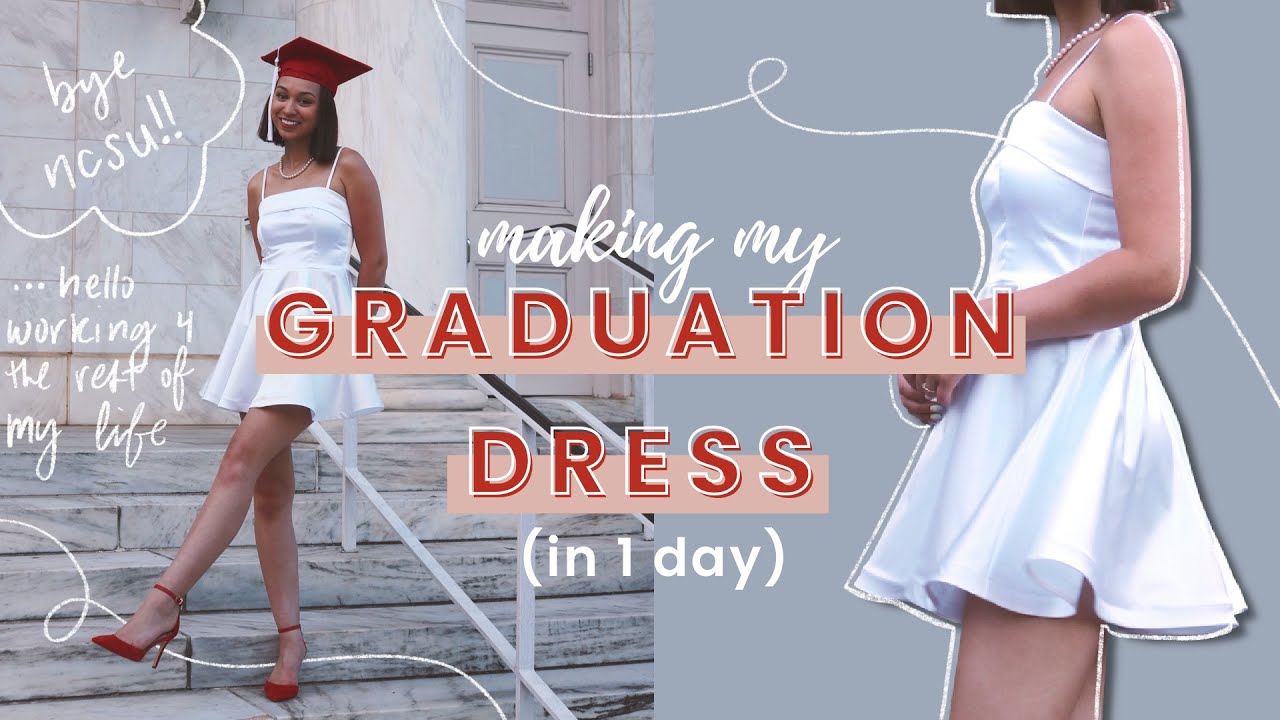 Making my Graduation Dress in ONE DAY! // DIY White Satin Circle Skirt Mini Dress // (Sewing Vlog!)