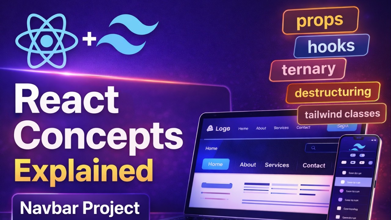 React Concepts Explained While Building a Responsive Navbar (React + Tailwind)