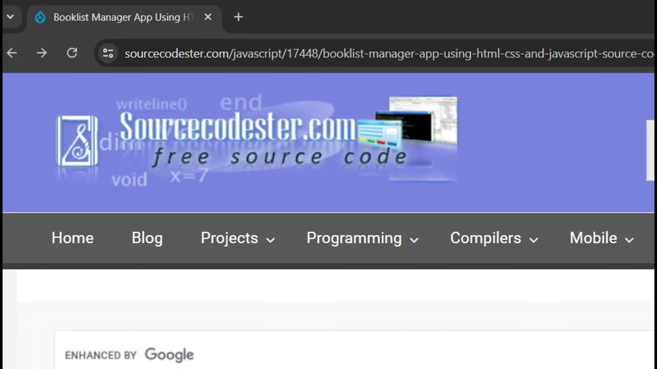 Booklist Manager App Using HTML, CSS and JavaScript with Source Code