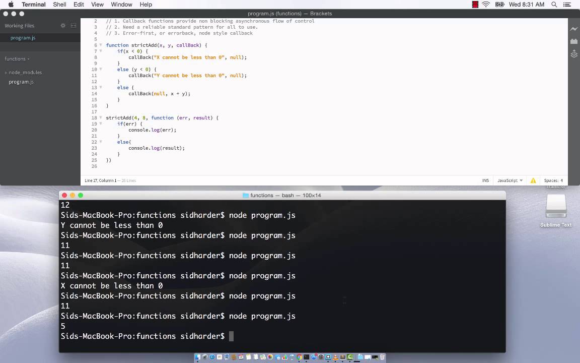JavaScript Error First Callback functions