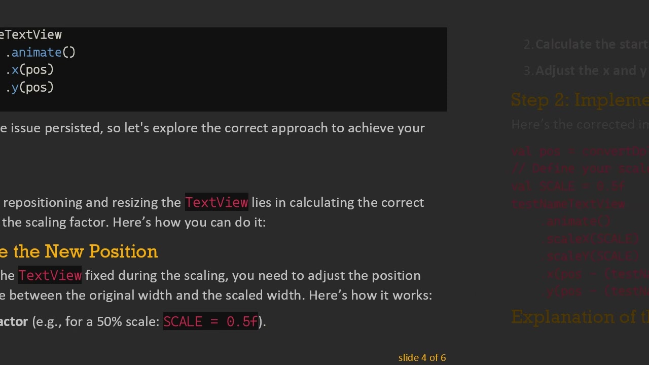 How to Move and Resize a TextView with Animation in Android