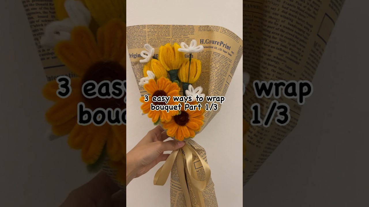 Easy pipe cleaner bouquet wrapping Part 1/3 #bouquetwrapping #pipecleanerflower