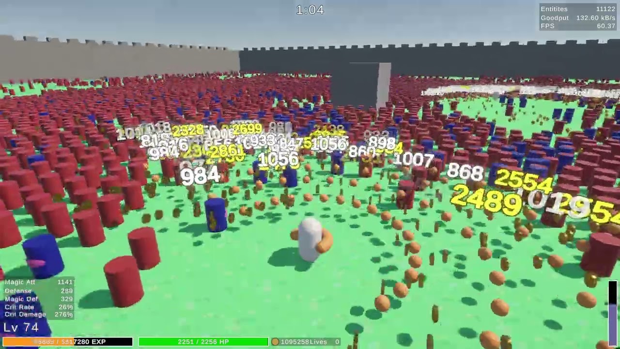 Game prototype - multiplayer vs 11000 entity mob