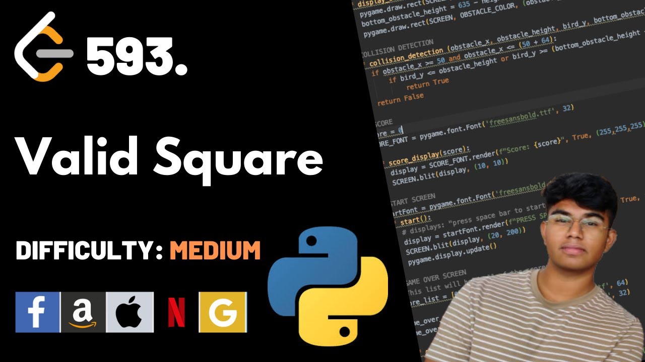 Valid Square | Leet code 593 | Theory explained + Python code
