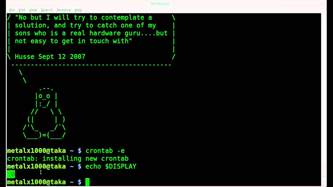 Crontab GUI Display Tutorial - BASH - Linux