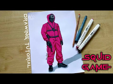 How to draw Squid Game Guard / How to draw Gard from Squid Game