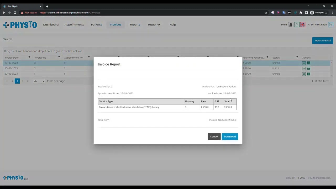 +Physio Tutorial : How to create invoice?