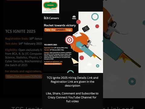 TCS is hiring B.Sc Ignite and Smart hiring 2025 Graduates