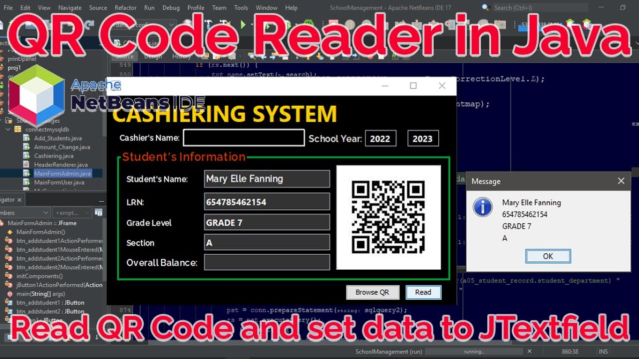 Java Programming - QR Code Reader - Read QR Code and Set data to JTextField