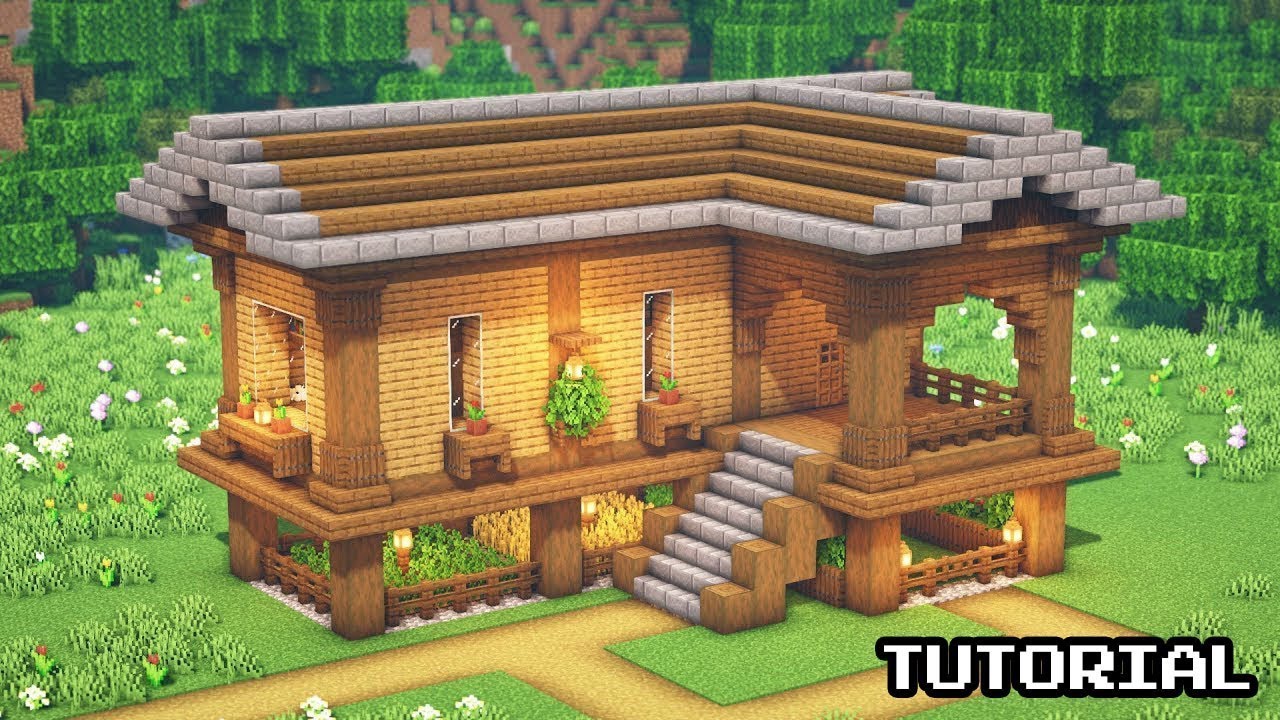Minecraft : How to build a Starter Survival Farm House Tutorial 🥕 (#4 ...