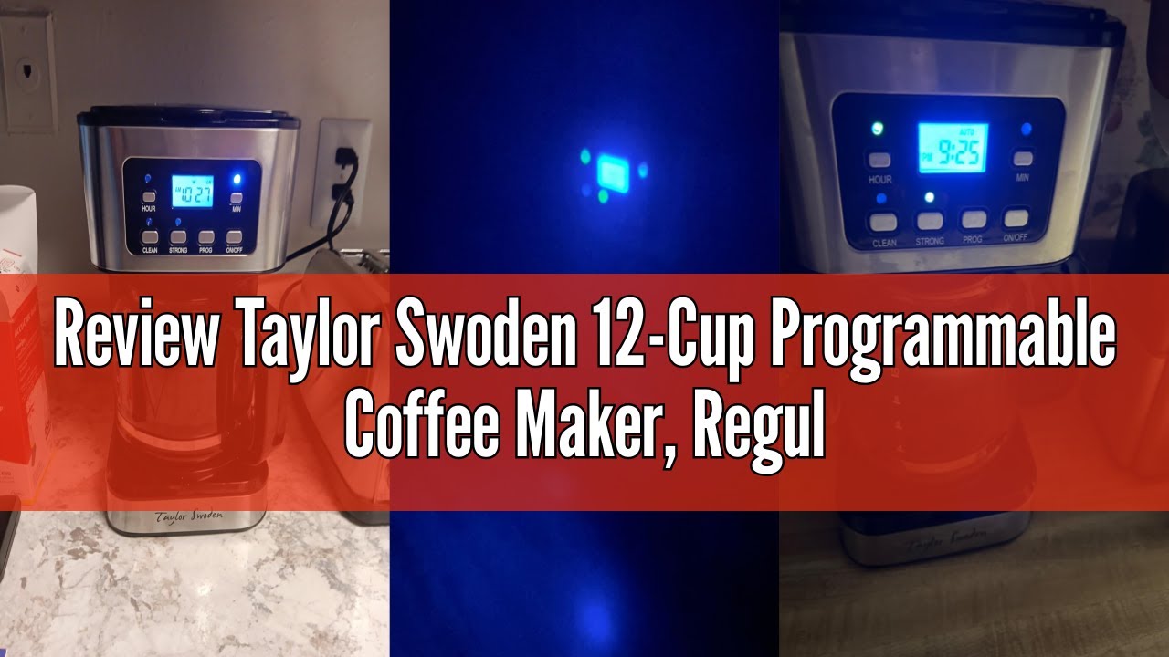 Review Taylor Swoden 12-Cup Programmable Coffee Maker, Regular & Strong Brew Drip Coffee Machine for
