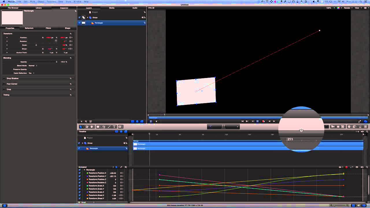 Working with keyframes in the Motion 5 Timeline