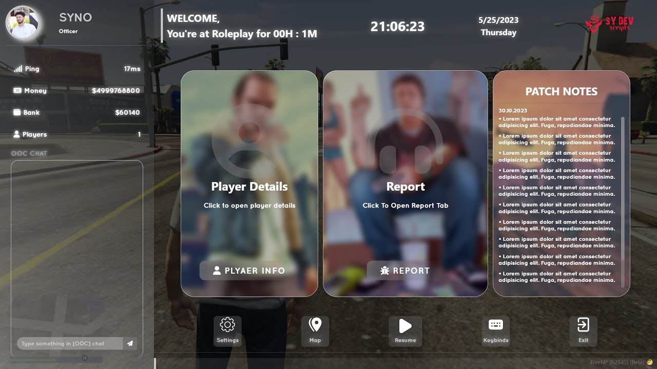 SY PauseMenu fivem advanced pausemenu script || free script